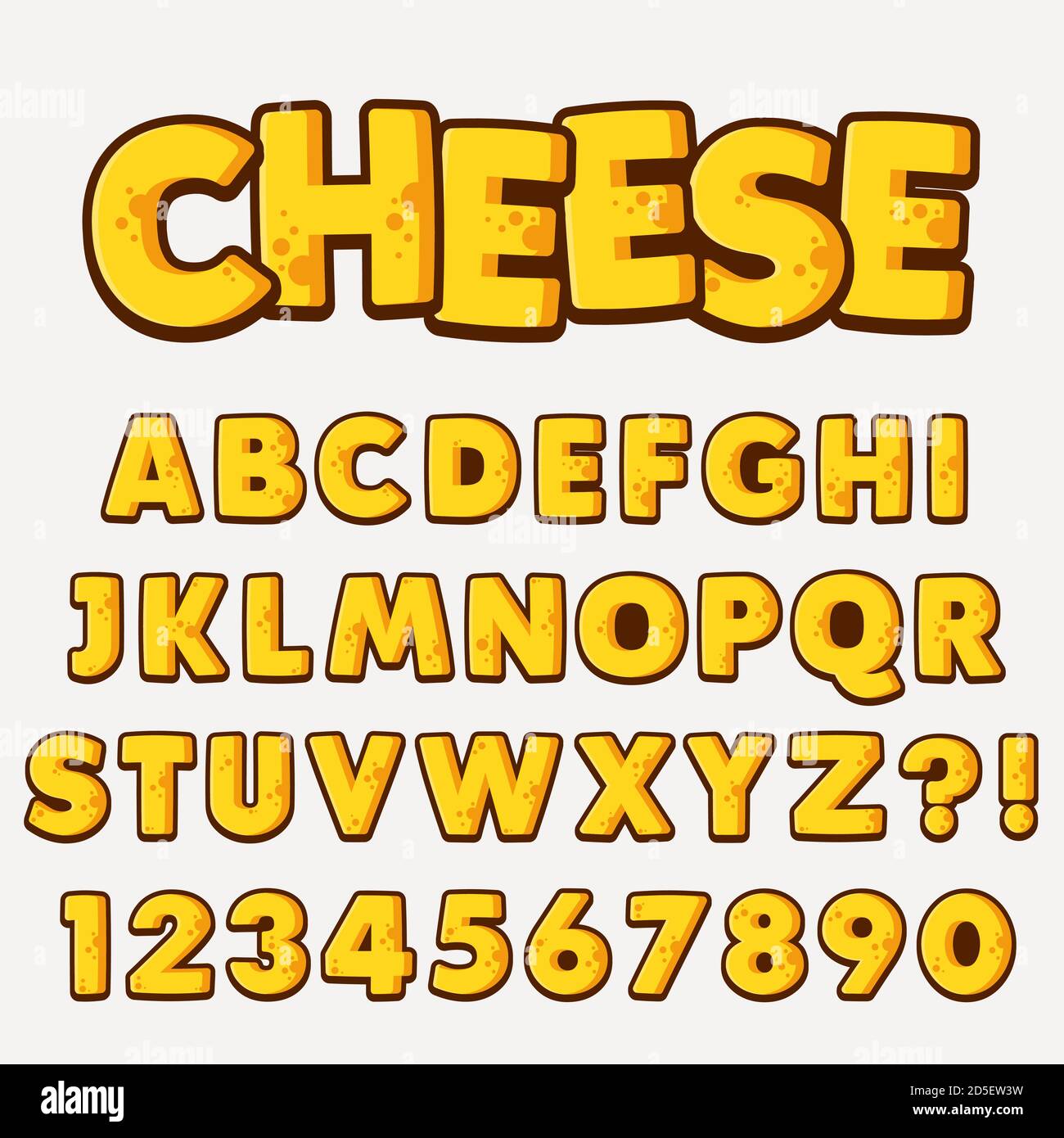 Letter Alphabet With Numbers Cheese Style Design Stock Vector Image ...
