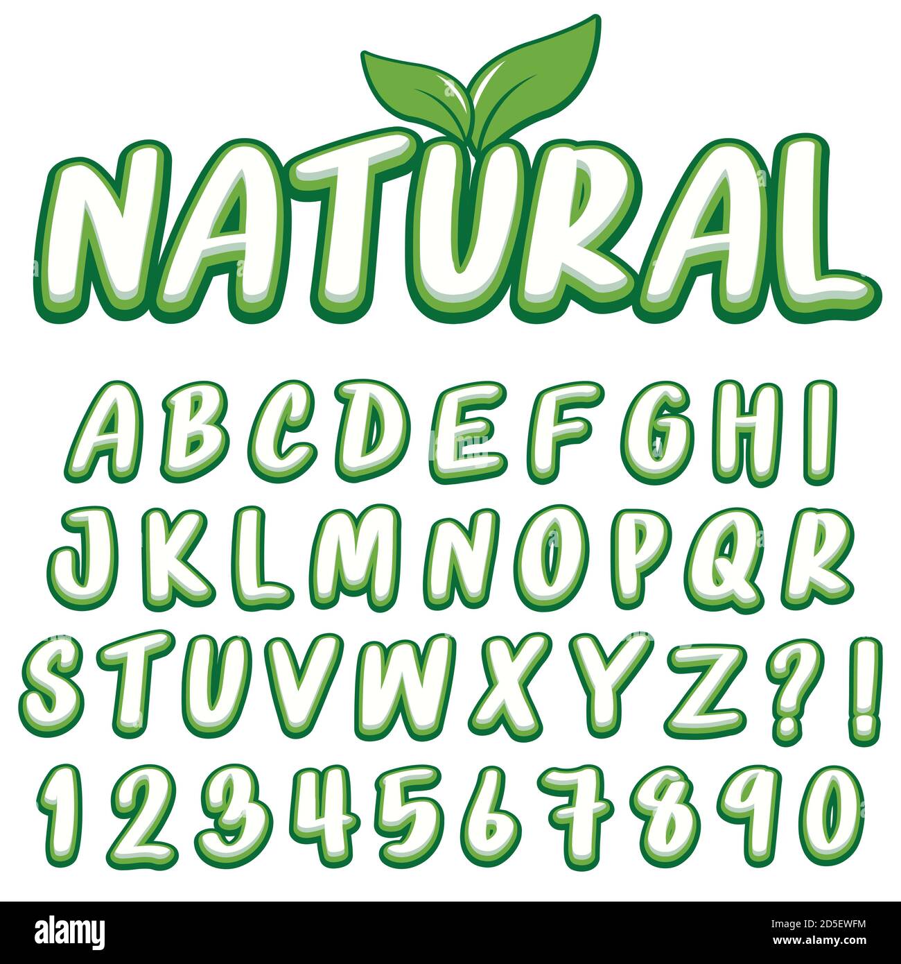 Letter Alphabet With Numbers Natural Style Design Stock Vector Image ...