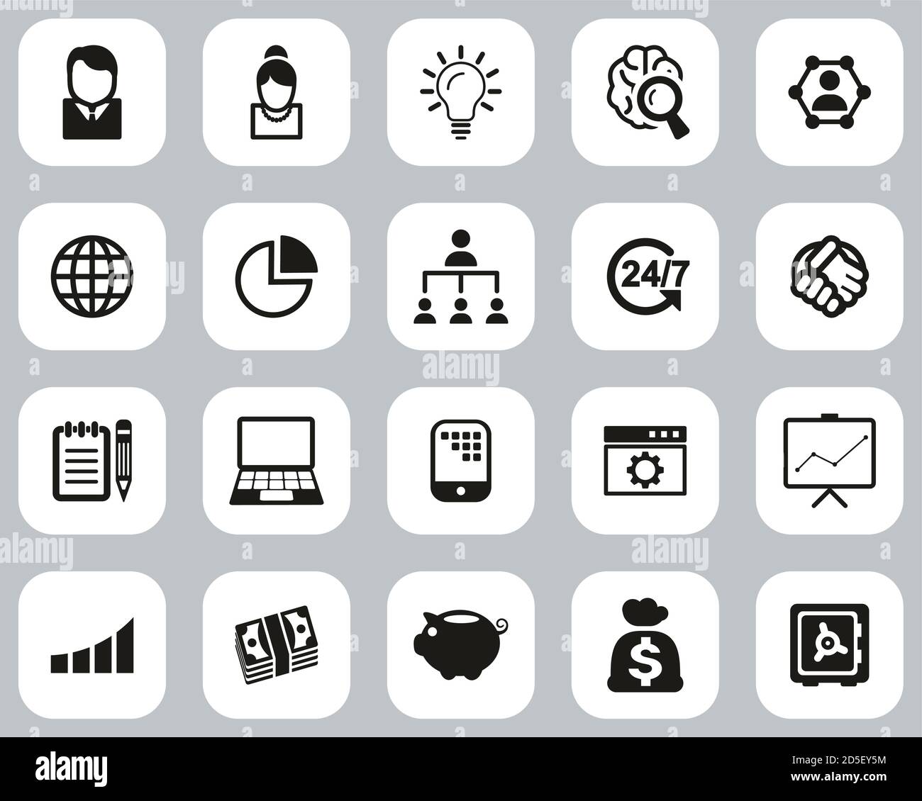 Business Enterprise Icons Black & White Flat Design Set big Stock ...