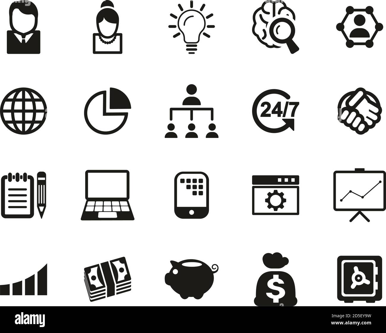 Business Enterprise Icons Black & White Set big Stock Vector Image ...