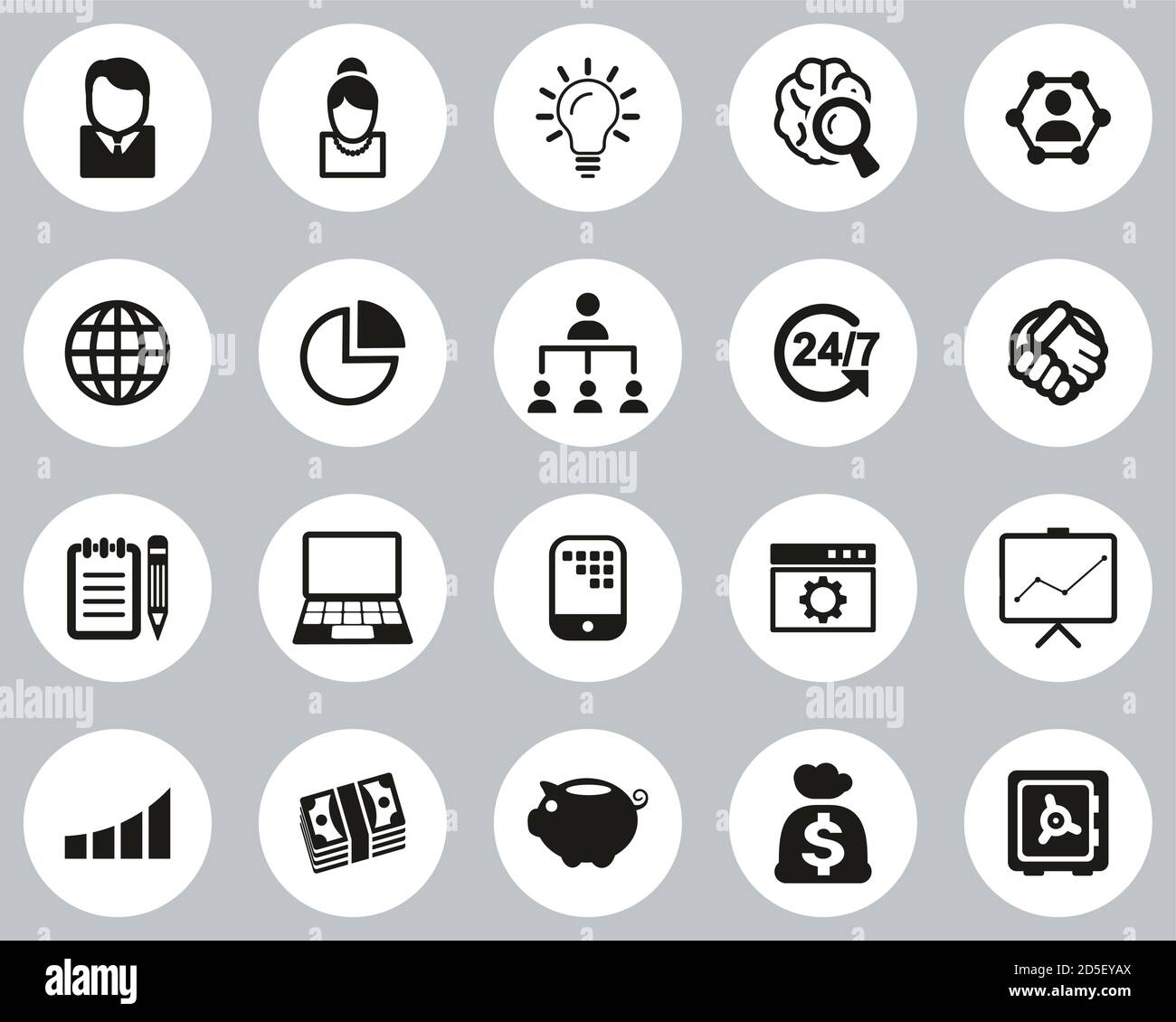 Business Enterprise Icons Black & White Flat Design Circle Set big ...