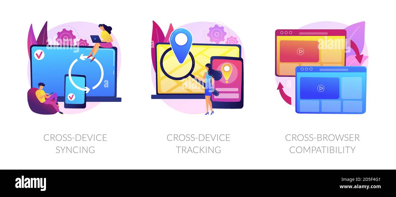 Cross-device using and operation vector concept metaphors Stock Vector ...