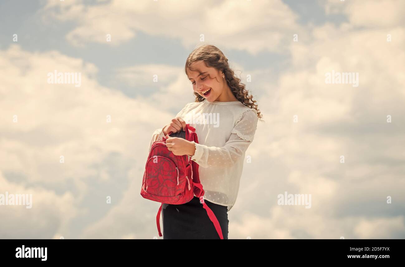 Knowledge day. Outdoors classes. Successful schoolgirl. Your chance for ...