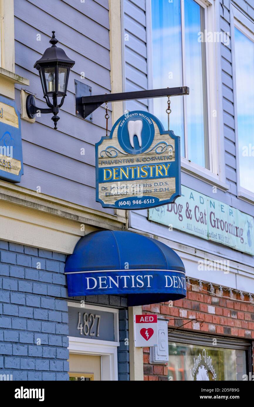 Dentist's shingle, hanging sign, Ladner, Delta, British Columbia ...