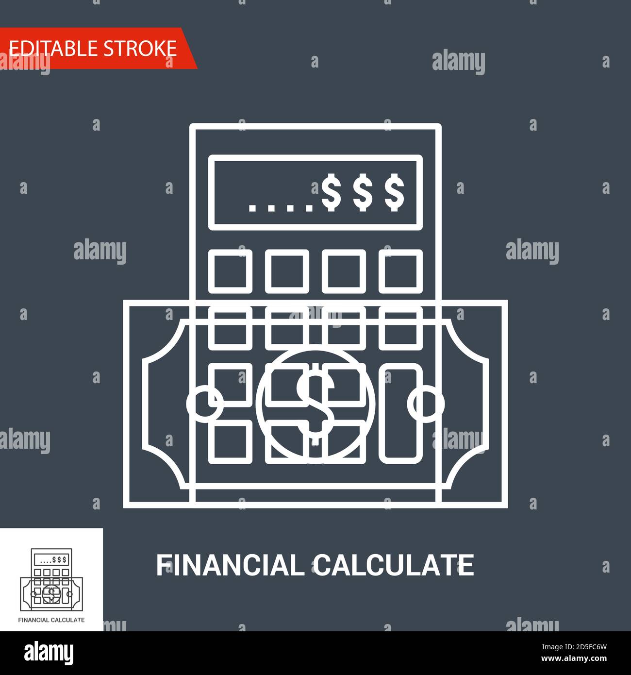 Financial Calculate Icon. Thin Line Vector Illustration Stock Vector ...