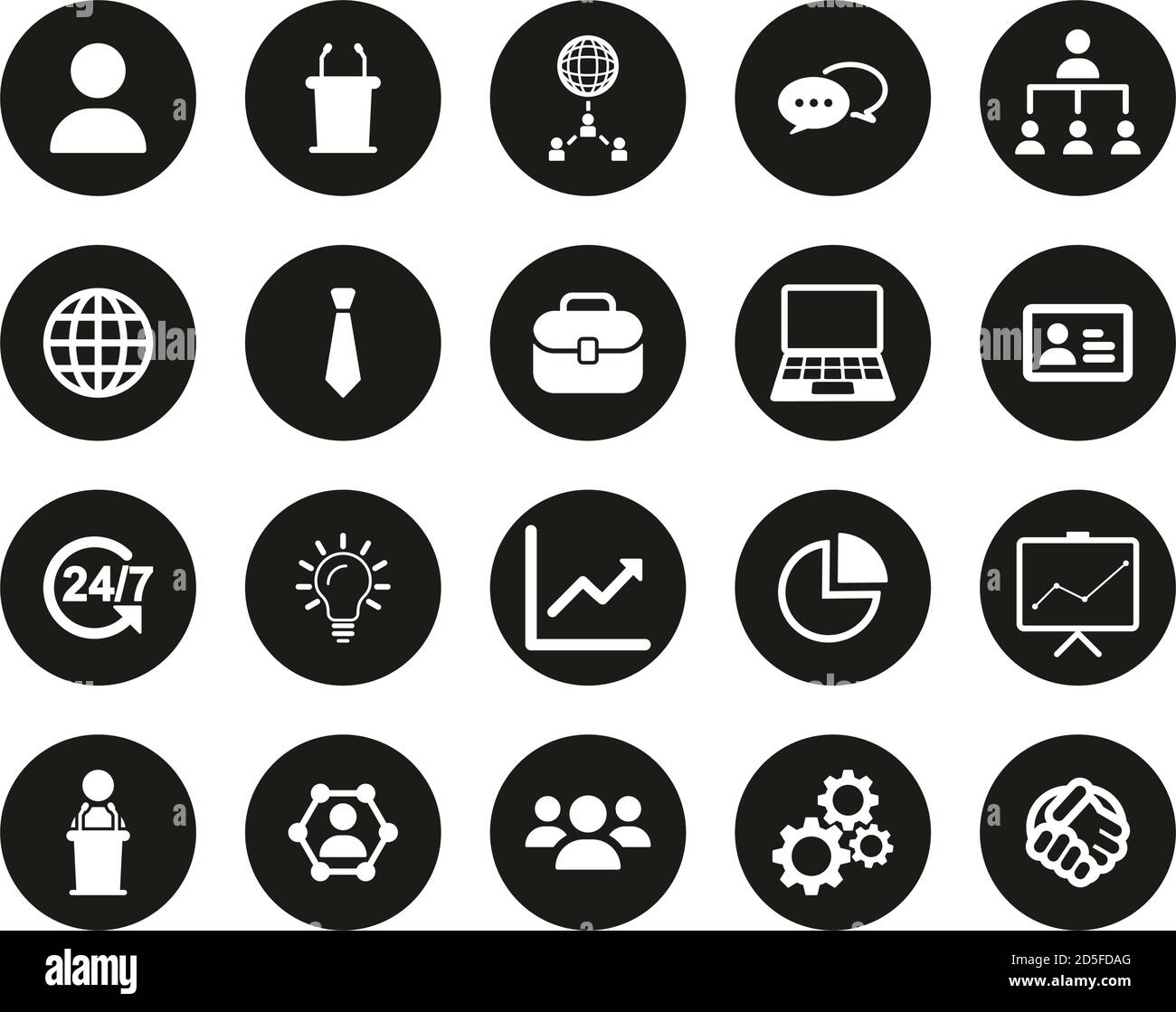 Business Meeting Icons White On Black Flat Design Circle Set Big Stock ...