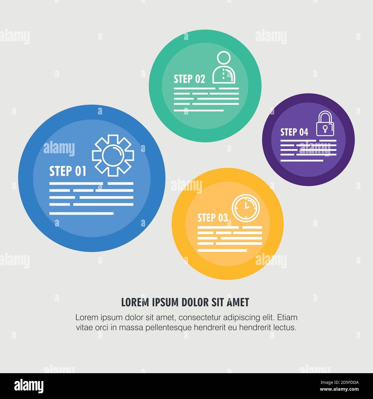 infographic steps person gear clock and padlock vector design Stock ...