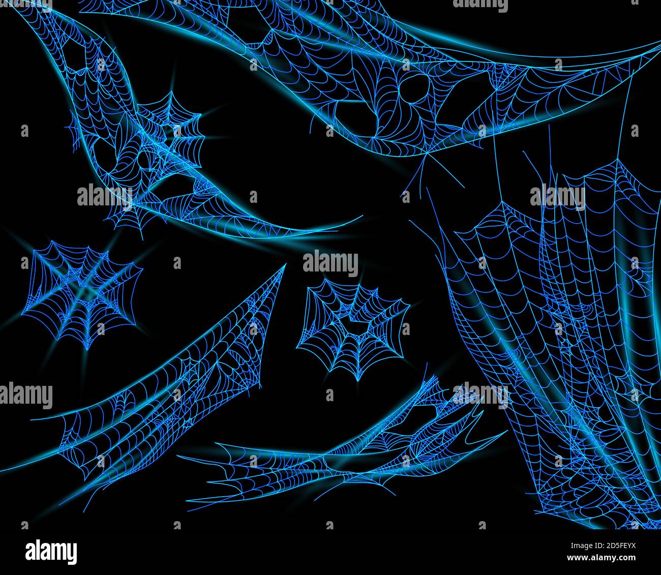 Collection of cobweb for catching insects. Neon abstract Cobweb ...