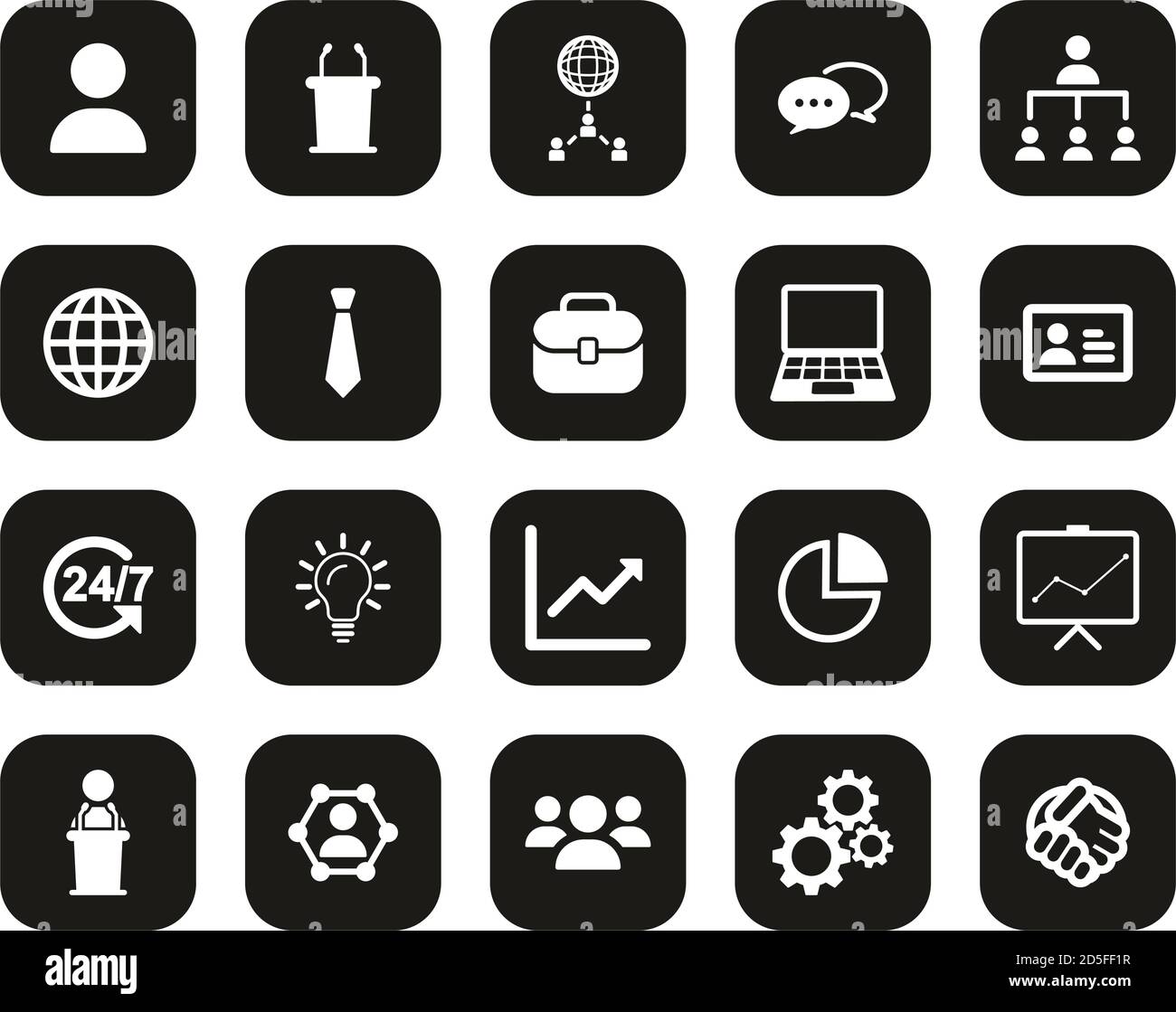 Business Meeting Icons White On Black Flat Design Set Big Stock Vector ...