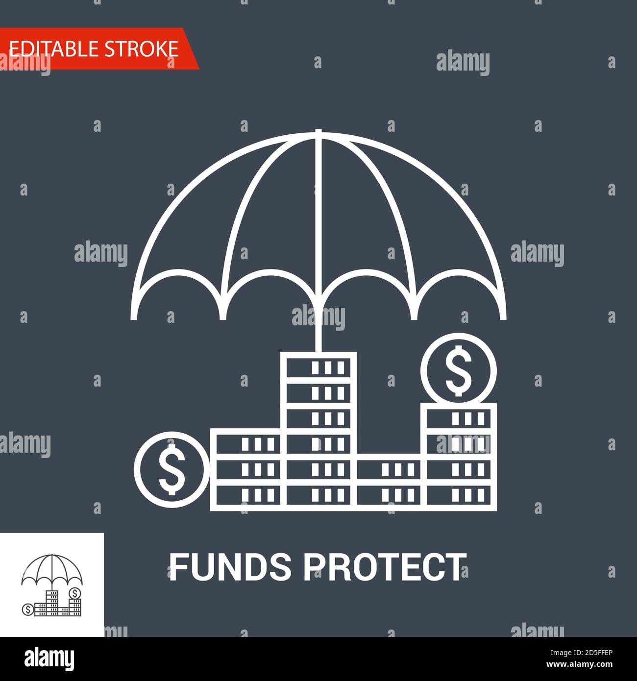 Funds Protect Icon. Thin Line Vector Illustration Stock Vector Image ...