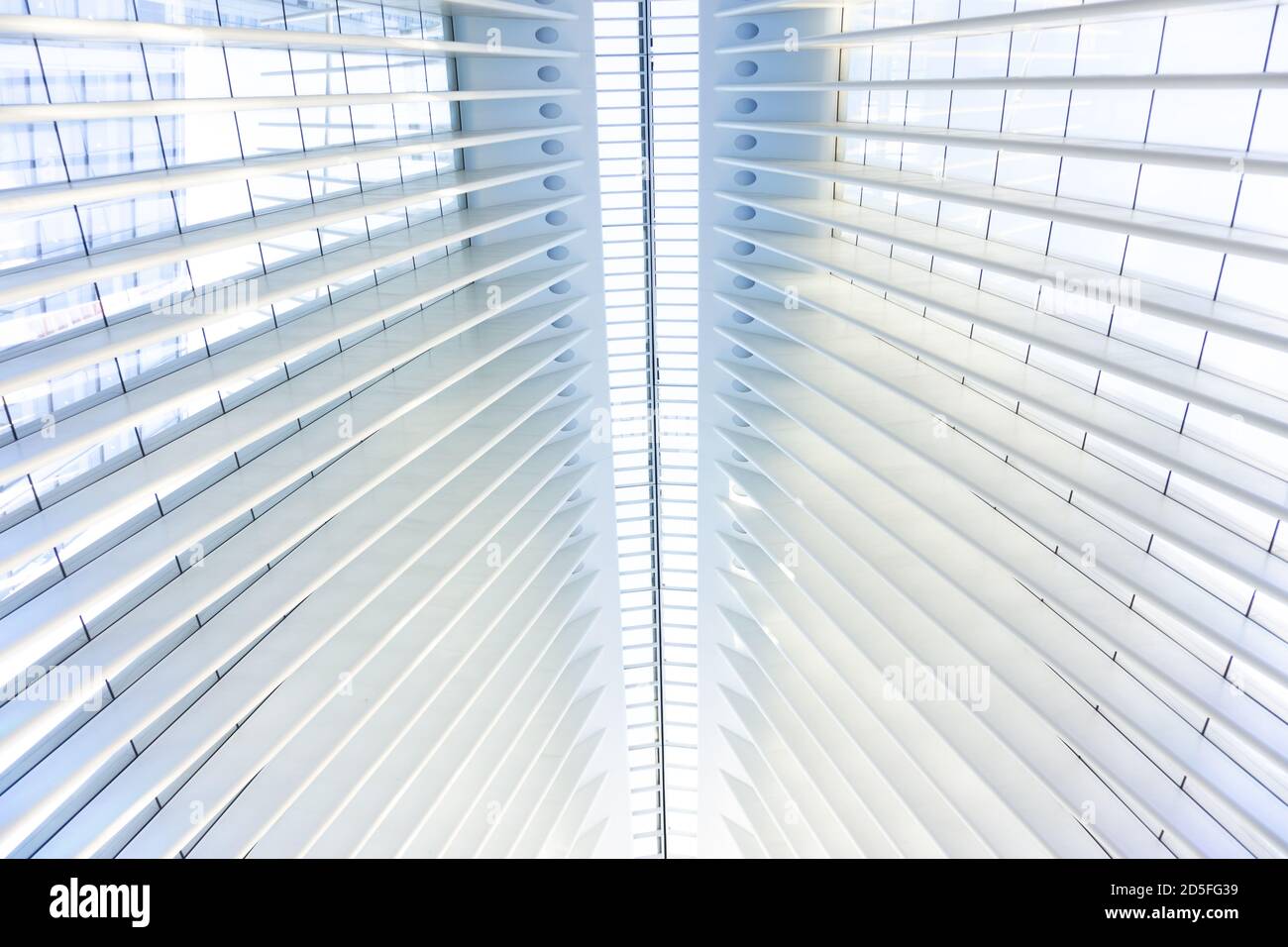 Ceiling of the Oculus. Interior view of the World Trade Center station ...