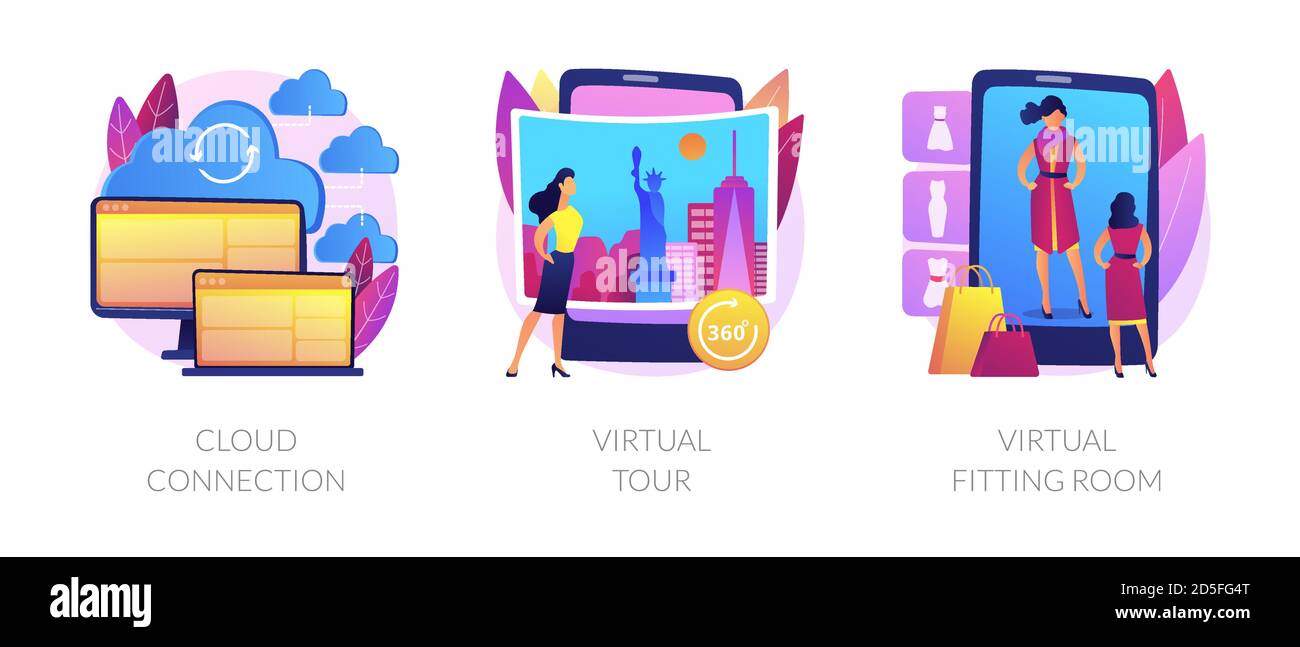 Online data transfer and virtual experience abstract concept vector ...