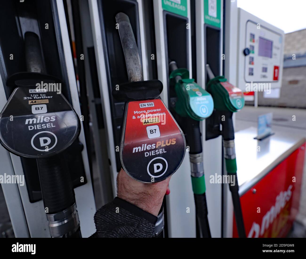 A man using a diesel pump in Dublin. It was announced in the Budget ...