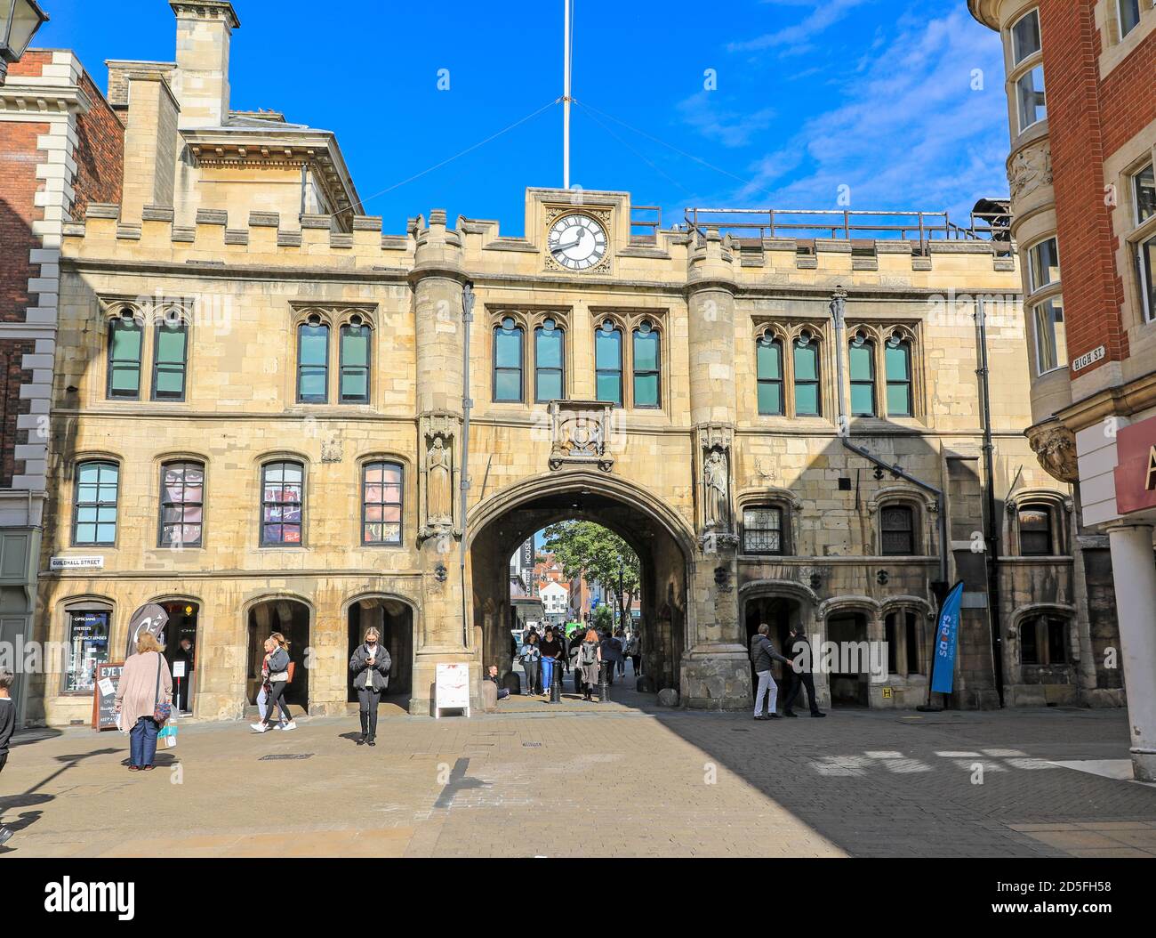 The 16th century Stonebow Gate which houses the Guildhall, City of ...