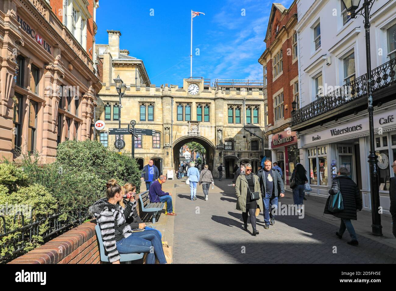 The 16th century Stonebow Gate which houses the Guildhall, City of ...