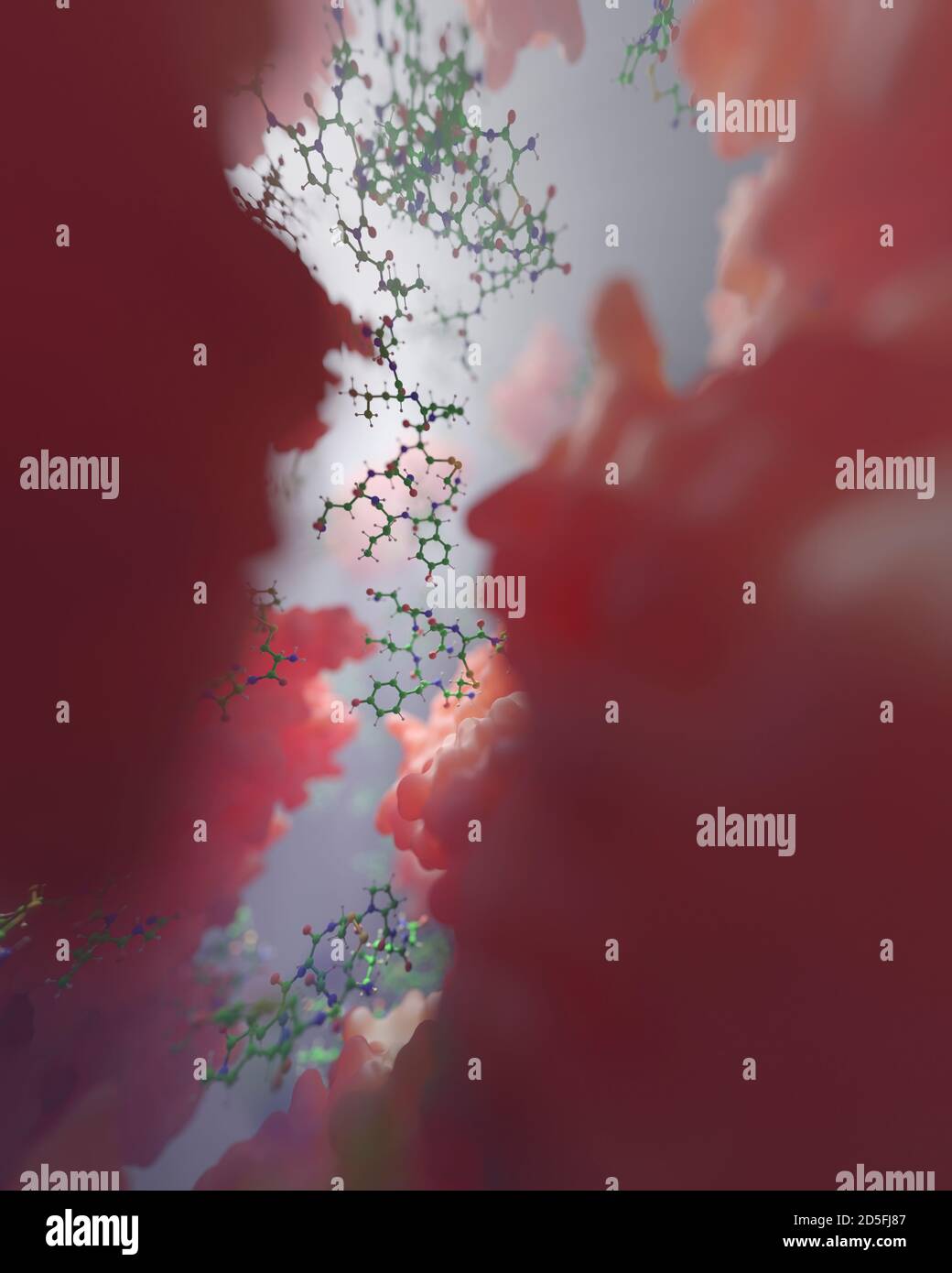 A mix of biomolecules (ball-and-stick) and proteins (macromolecules ...