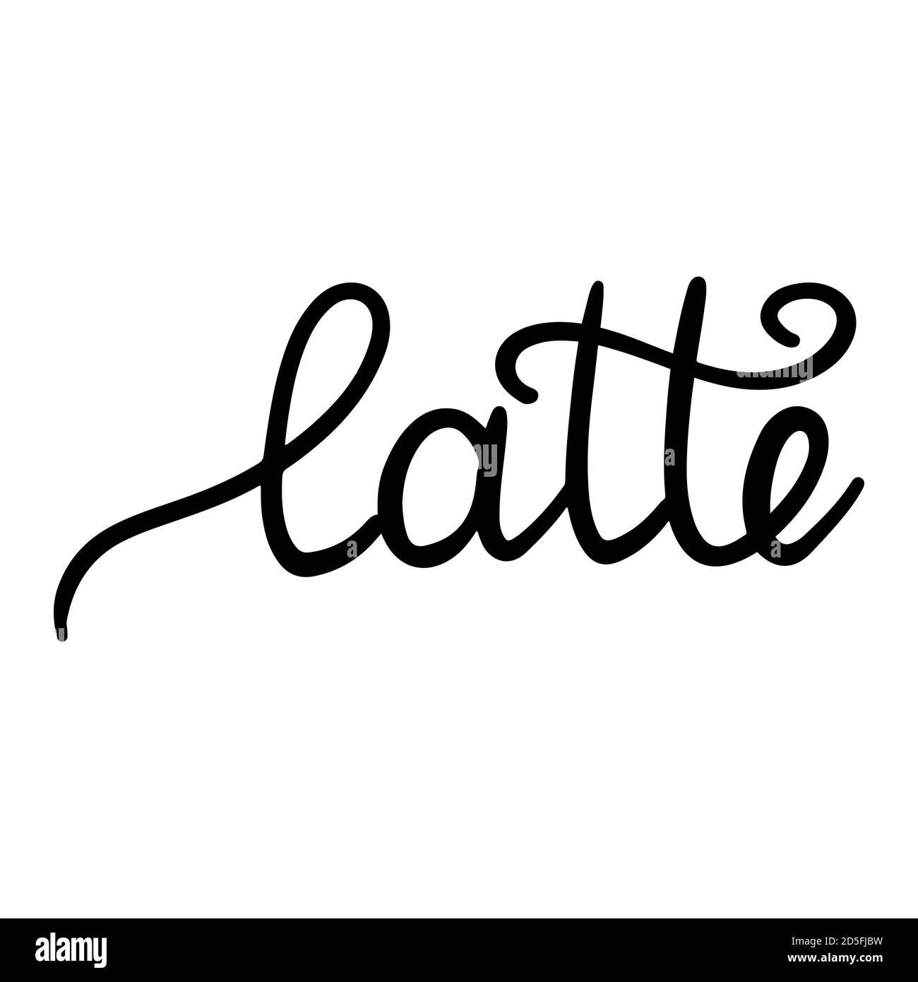 Latte handwritten calligraphy brush isolated on white background vector ...