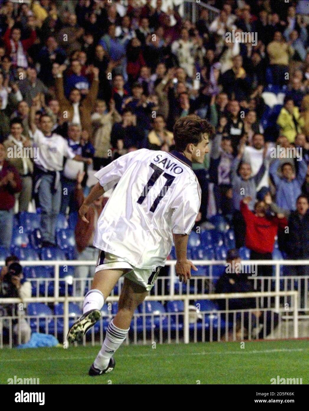 Real Madrid Brazilian player Savio celebrates in front of a cheering ...