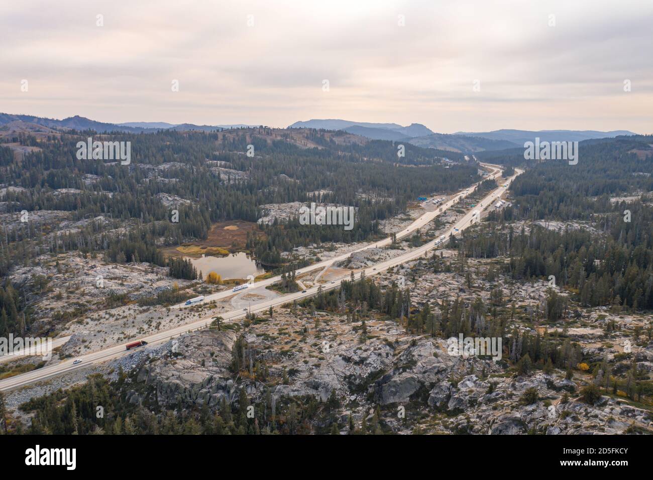 DONNER SUMMIT, CALIFORNIA, UNITED STATES - Oct 08, 2020: An aerial ...