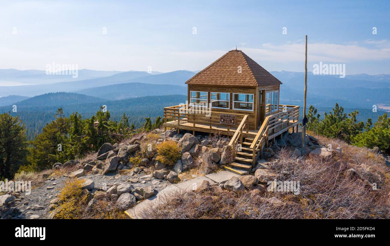 TRUCKEE, CALIFORNIA, UNITED STATES - Oct 08, 2020: An aerial photo of ...