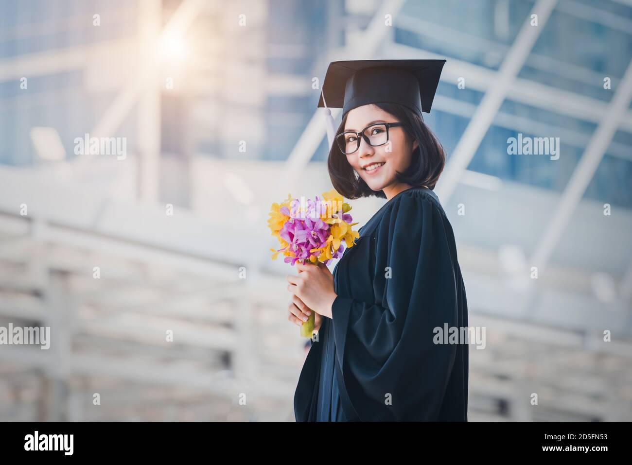 Happy asian woman graduate degree in asian college Stock Photo - Alamy