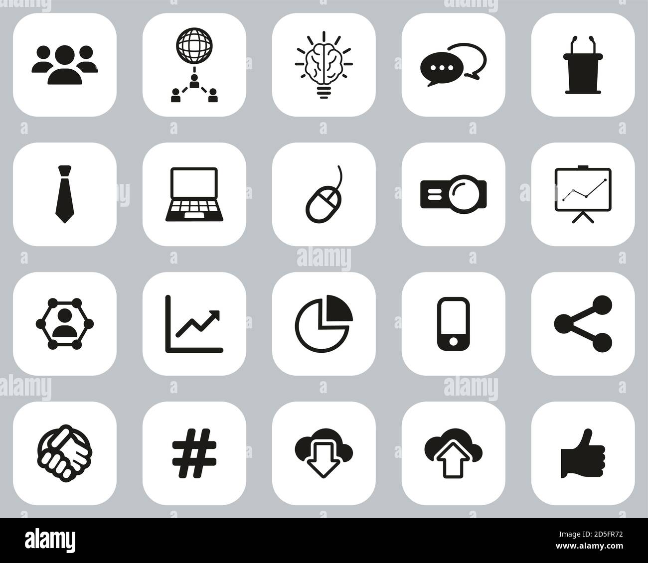 Business Presentation Or Sales Pitch Icons Black & White Flat Design ...