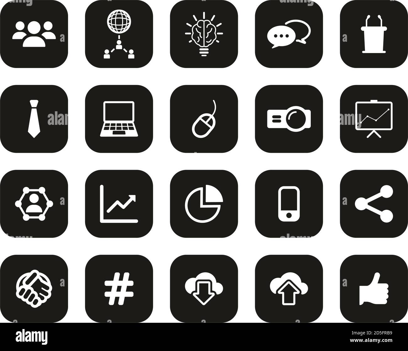 Business Presentation Or Sales Pitch Icons White On Black Flat Design Set Big Stock Vector Image ...