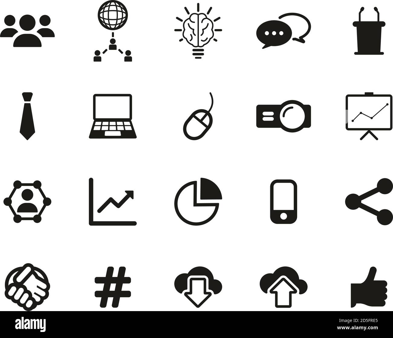 Business Presentation Or Sales Pitch Icons Black & White Set Big Stock ...