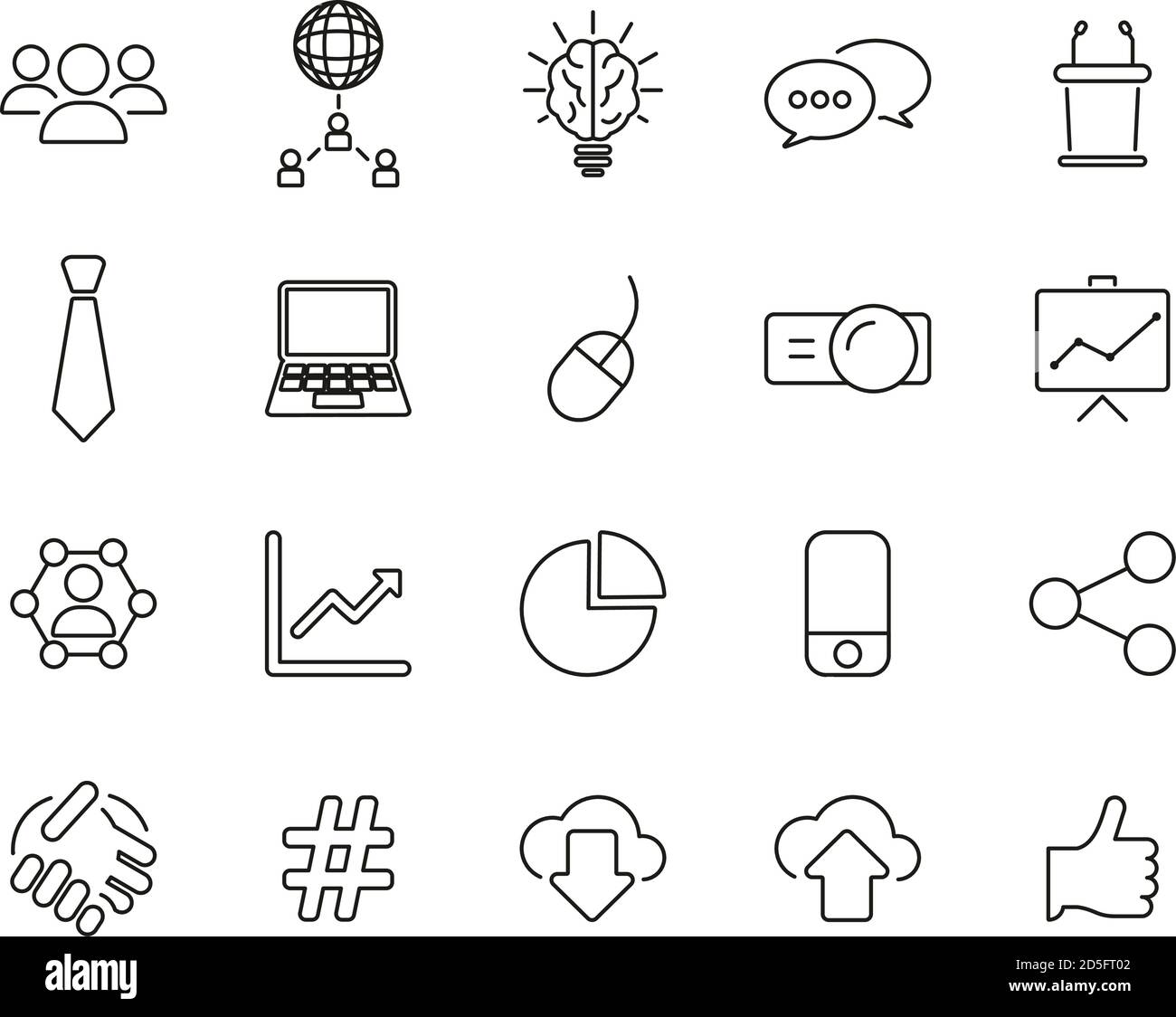 Business Presentation Or Sales Pitch Icons Thin Line Set Big Stock ...