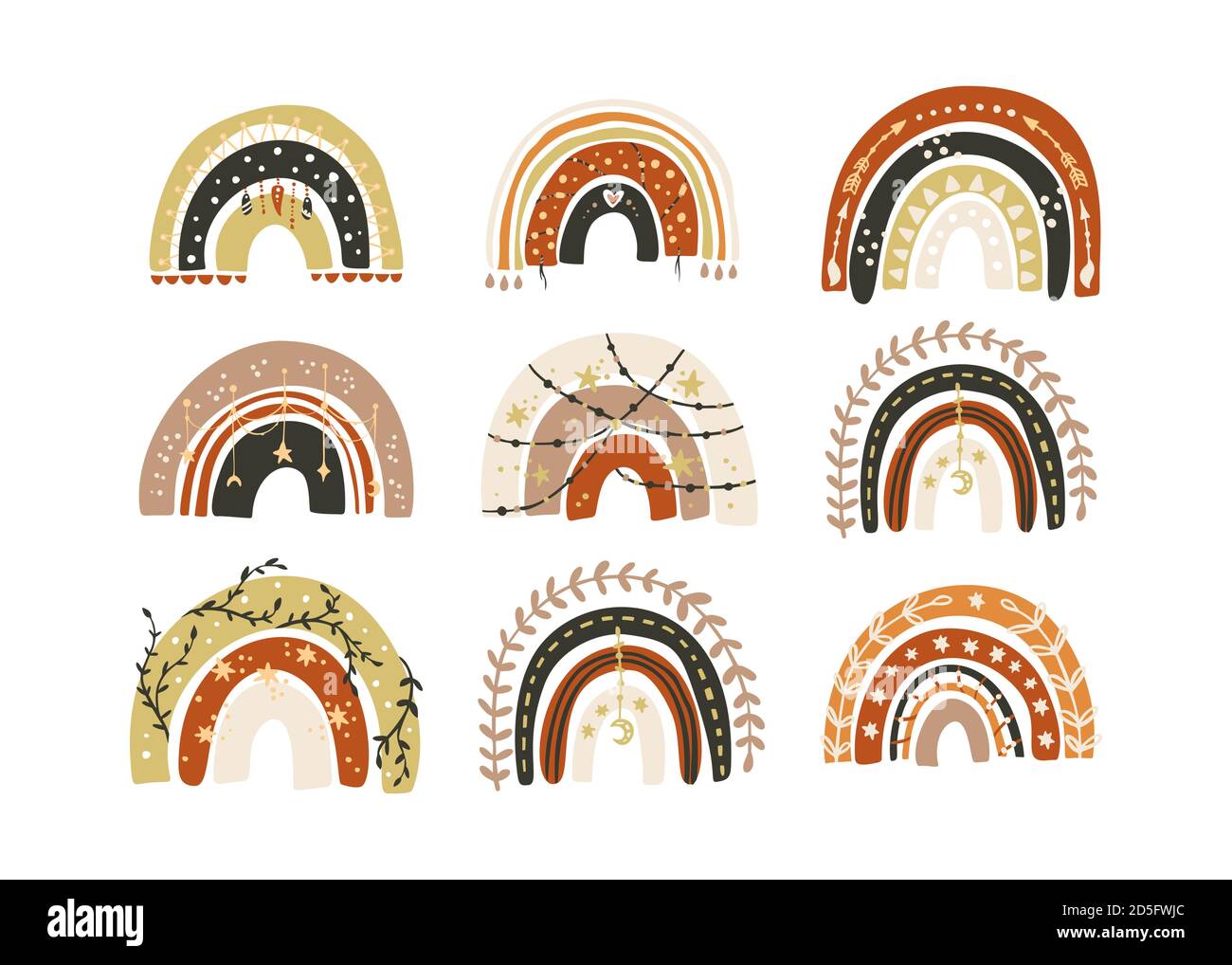 Scandinavian vector boho rainbow set. Perfect for children room wall ...