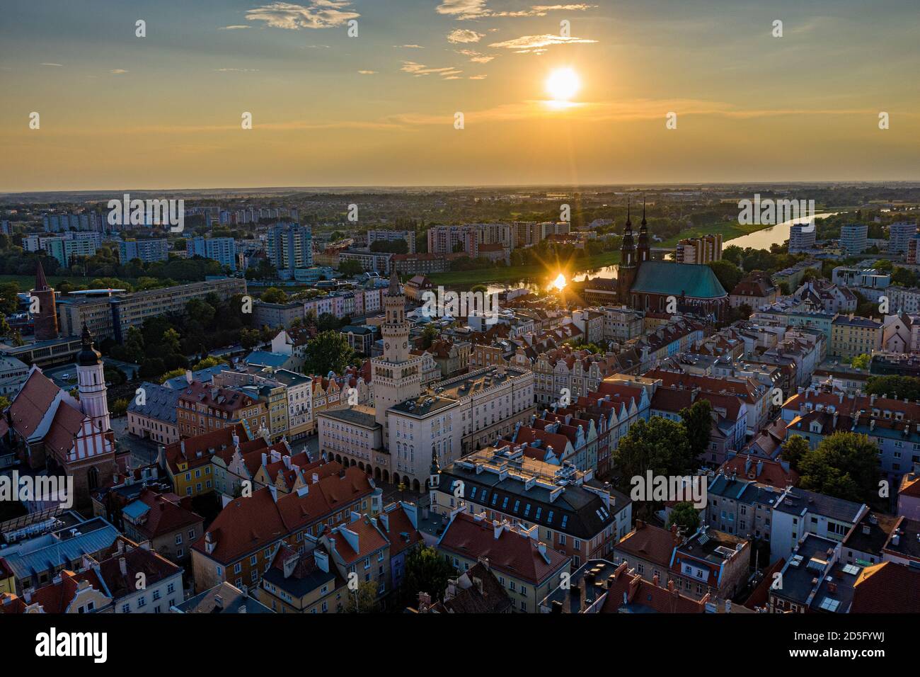 Opole aerial view. Opole city and old town with main square Stock Photo ...