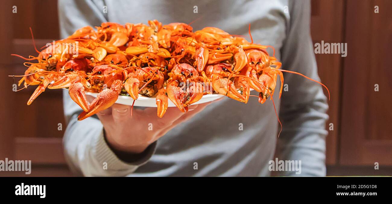 Boiled crayfish on the table. Selective focus. food Stock Photo - Alamy