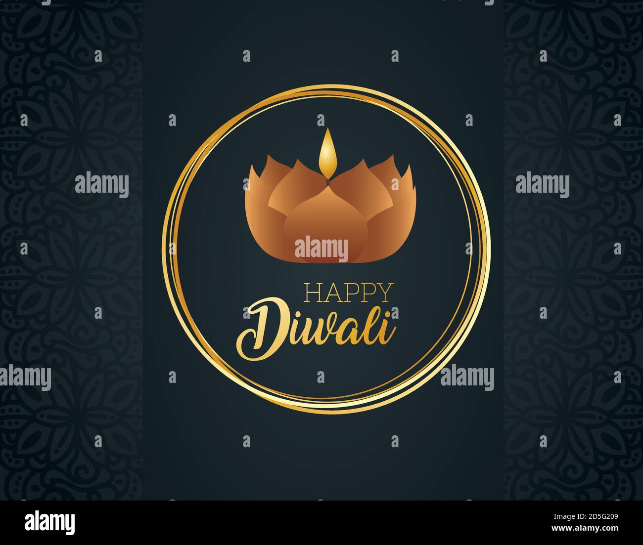 Happy diwali with diya candle in circle vector design Stock Vector ...