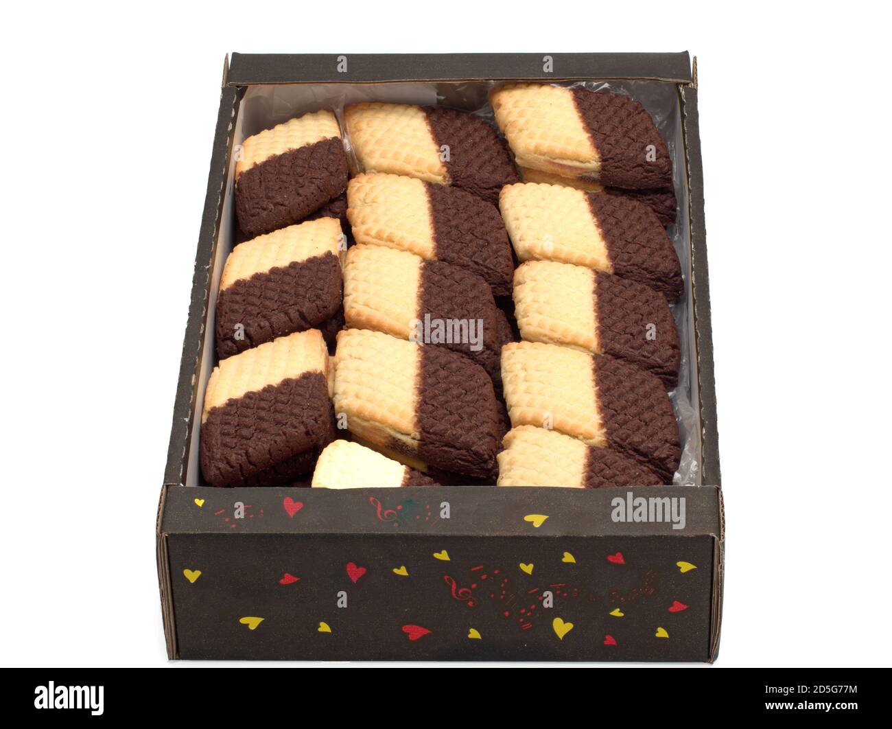 Sandy cookies in the box isolated on the white Stock Photo - Alamy