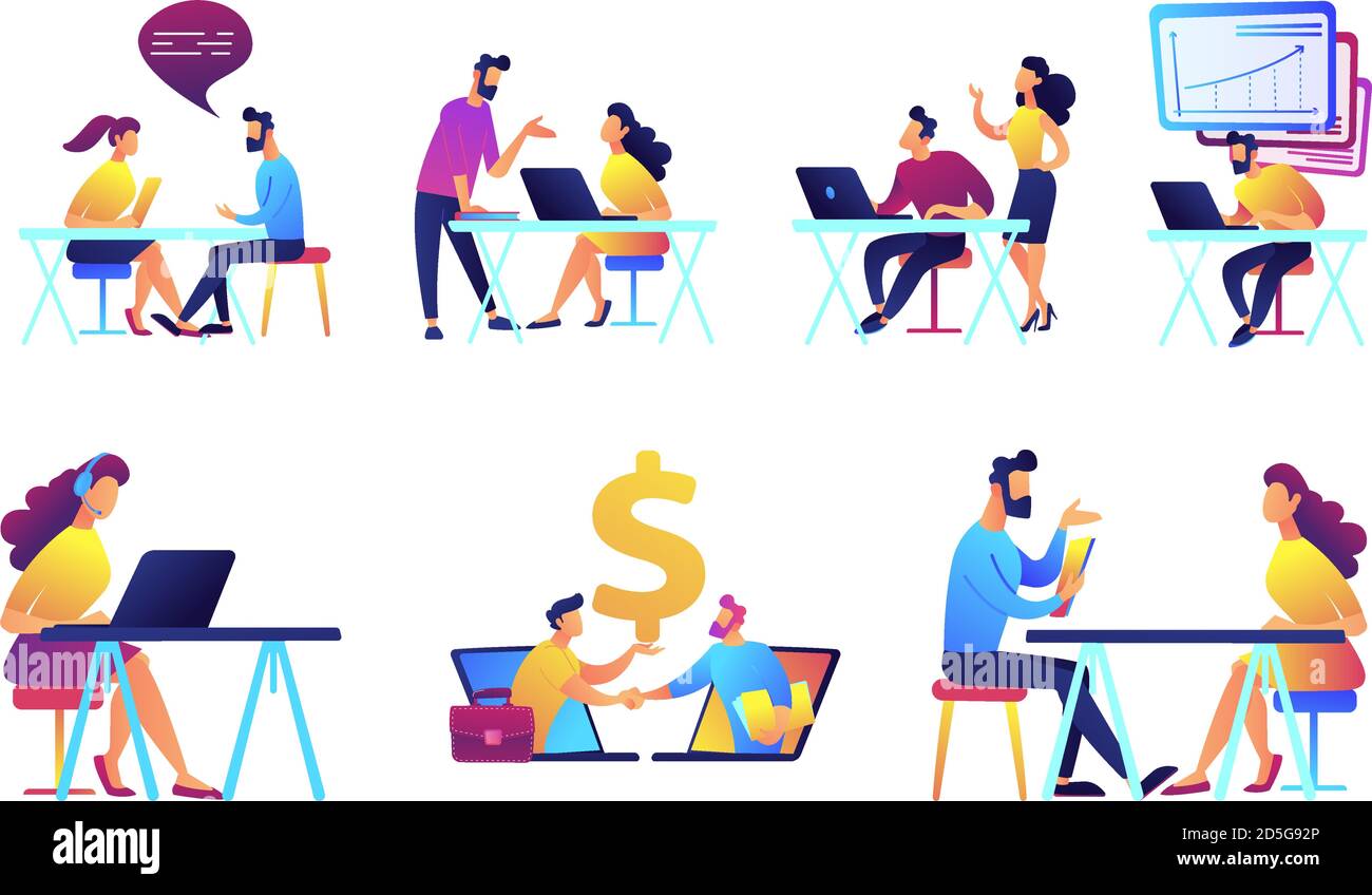 Businessmen and IT specialists vector illustrations set Stock Vector ...