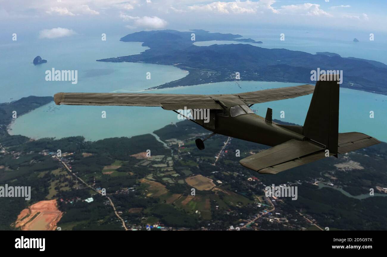 vintage old plane flying on atmostphere to landing from sky (include ...