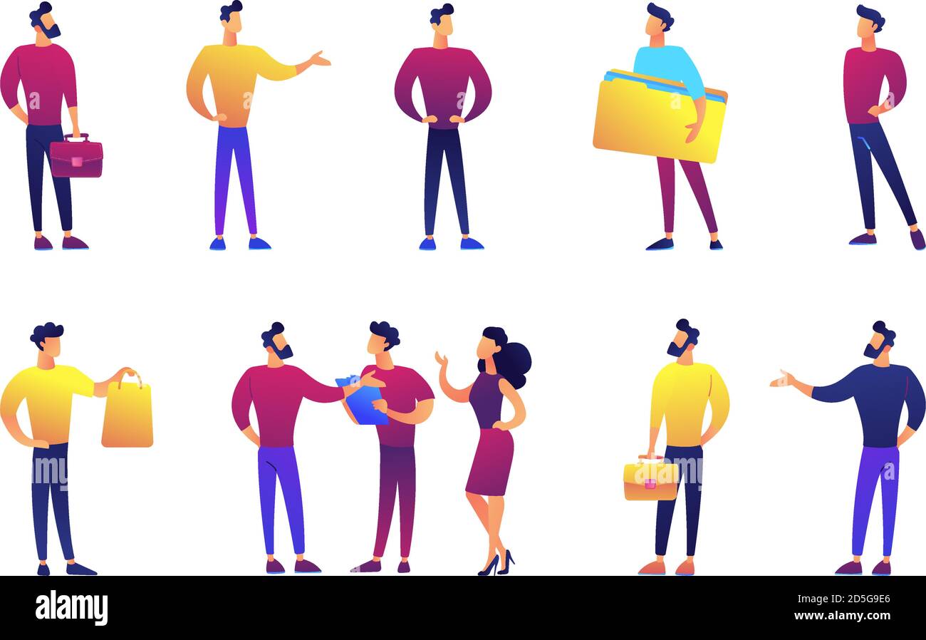 Businessman standing vector illustrations set Stock Vector Image & Art ...