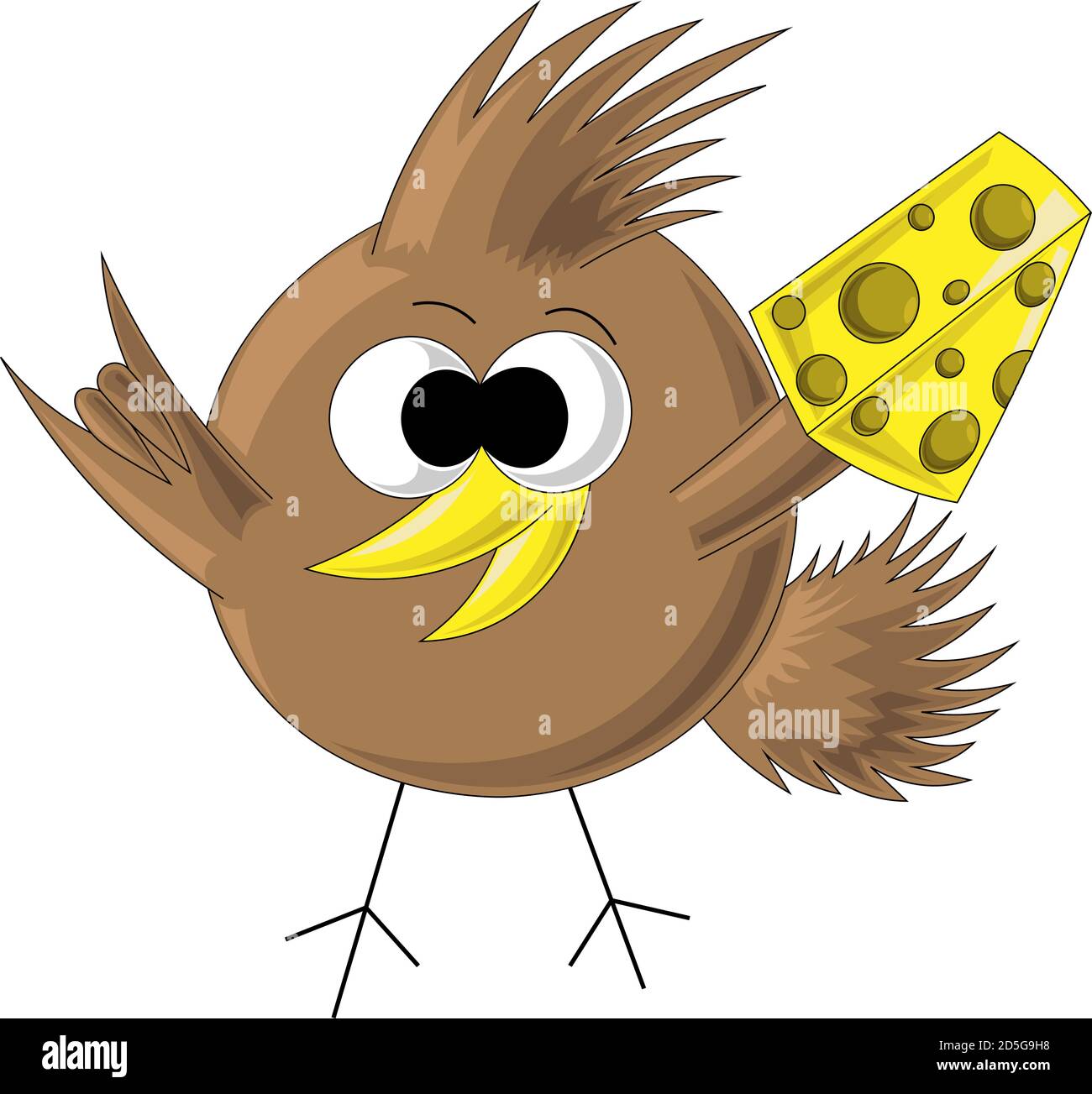 Brown bird with cheese in cartoon style Stock Vector Image & Art - Alamy