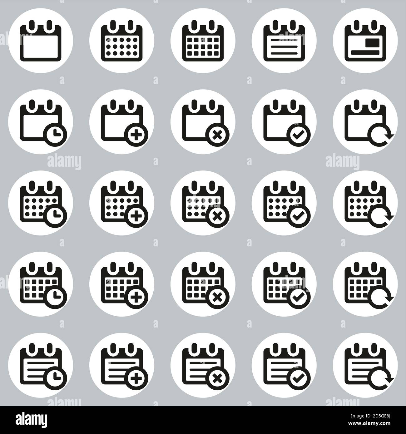 Calendar Or Schedule Icons Black & White Flat Design Circle Big Stock ...