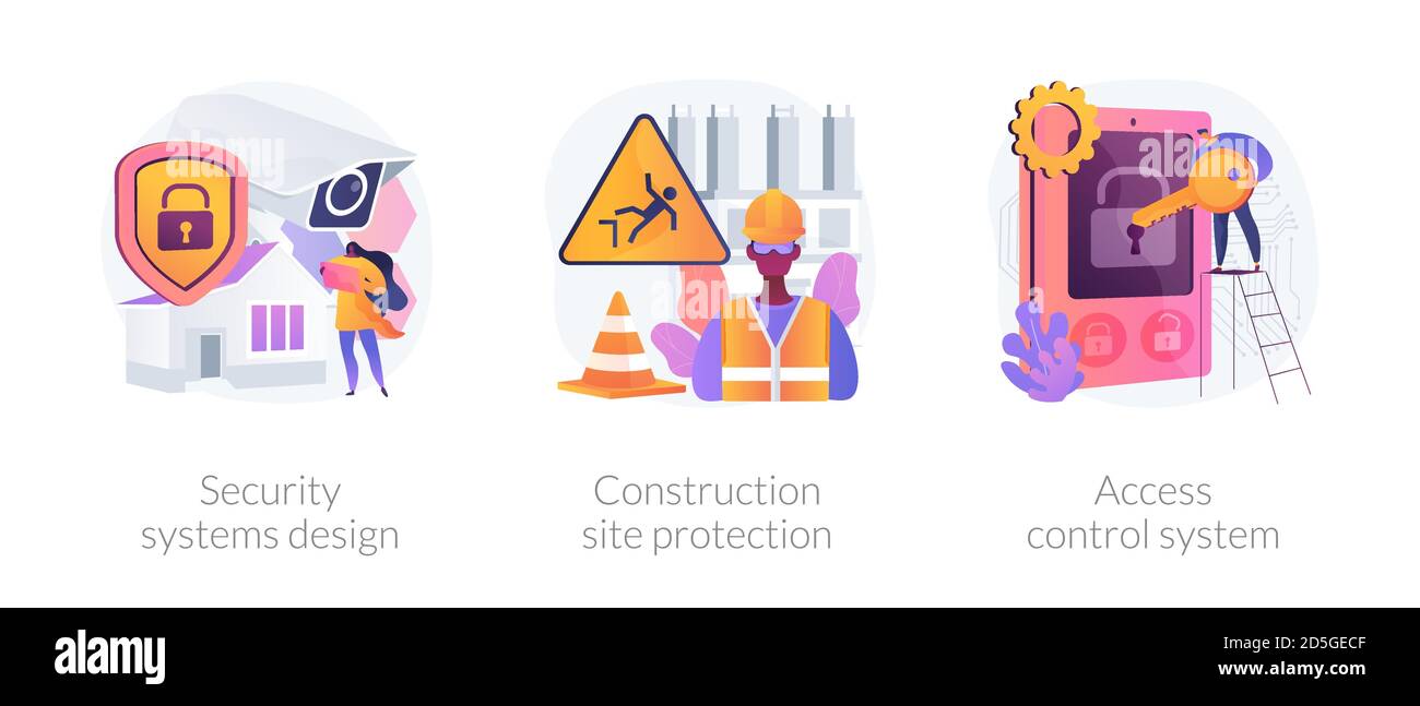 Construction security services abstract concept vector illustrations ...