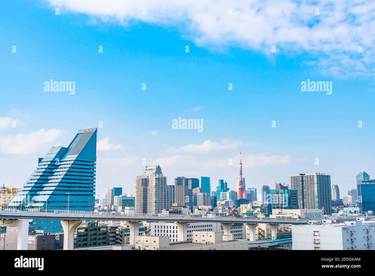 Row of high-rise building stands along the Tokyo Bay at Tokyo Japan ...