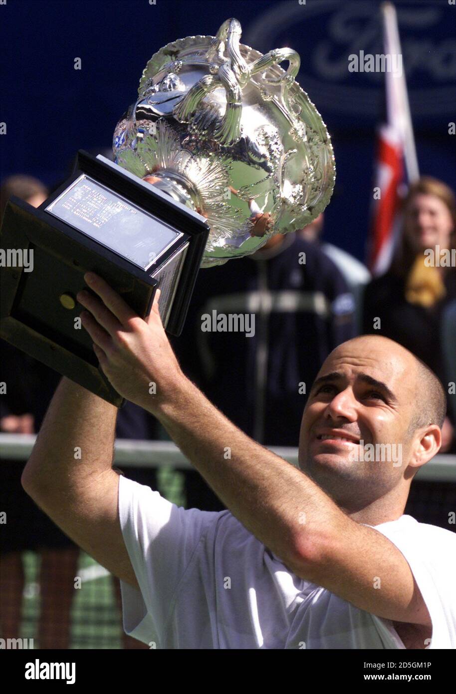 Andre agassi lifts australian open trophy hi-res stock photography and ...