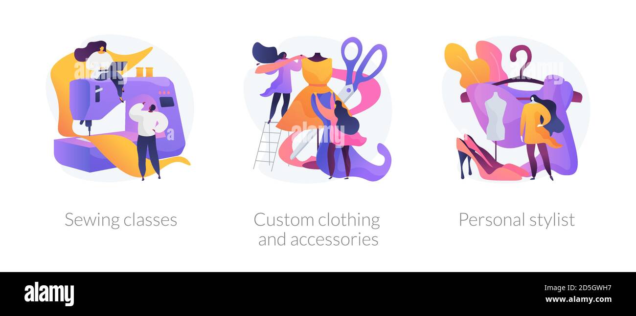 Sewing infographic flat style hi-res stock photography and images - Alamy