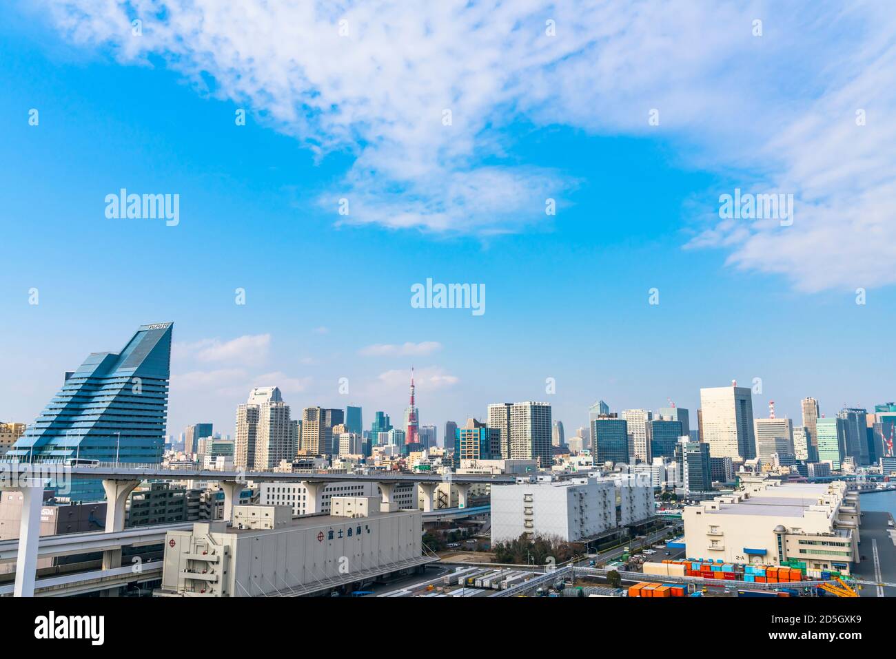 Row of high-rise building stands along the Tokyo Bay at Tokyo Japan ...