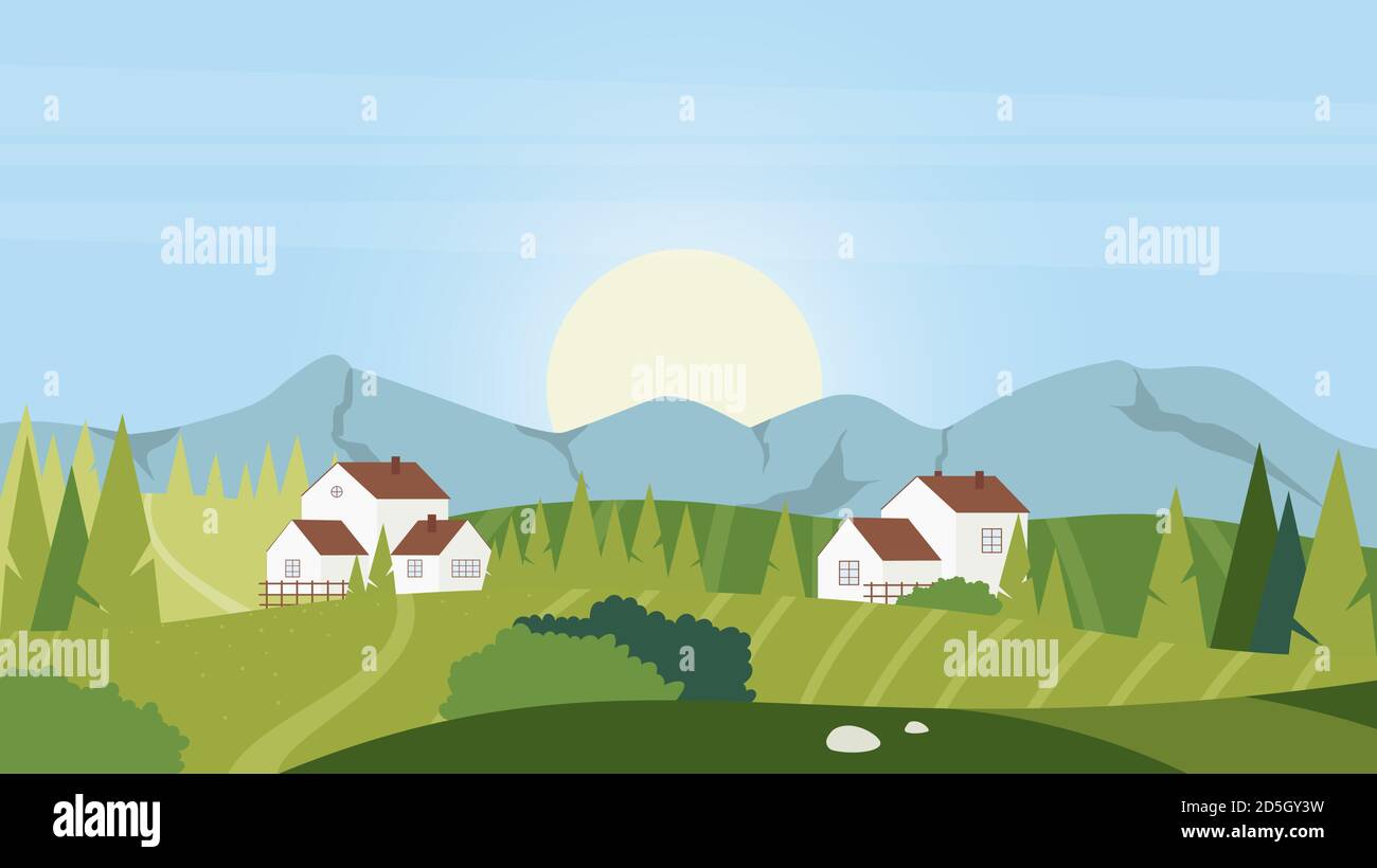 Rural fields on hill Stock Vector Images - Alamy