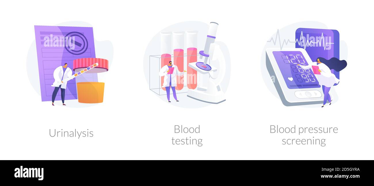 Clinical laboratory analysis icons cartoon set vector concept metaphors ...