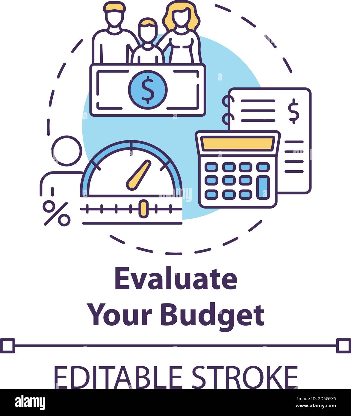 Evaluate budget concept icon Stock Vector Image & Art - Alamy