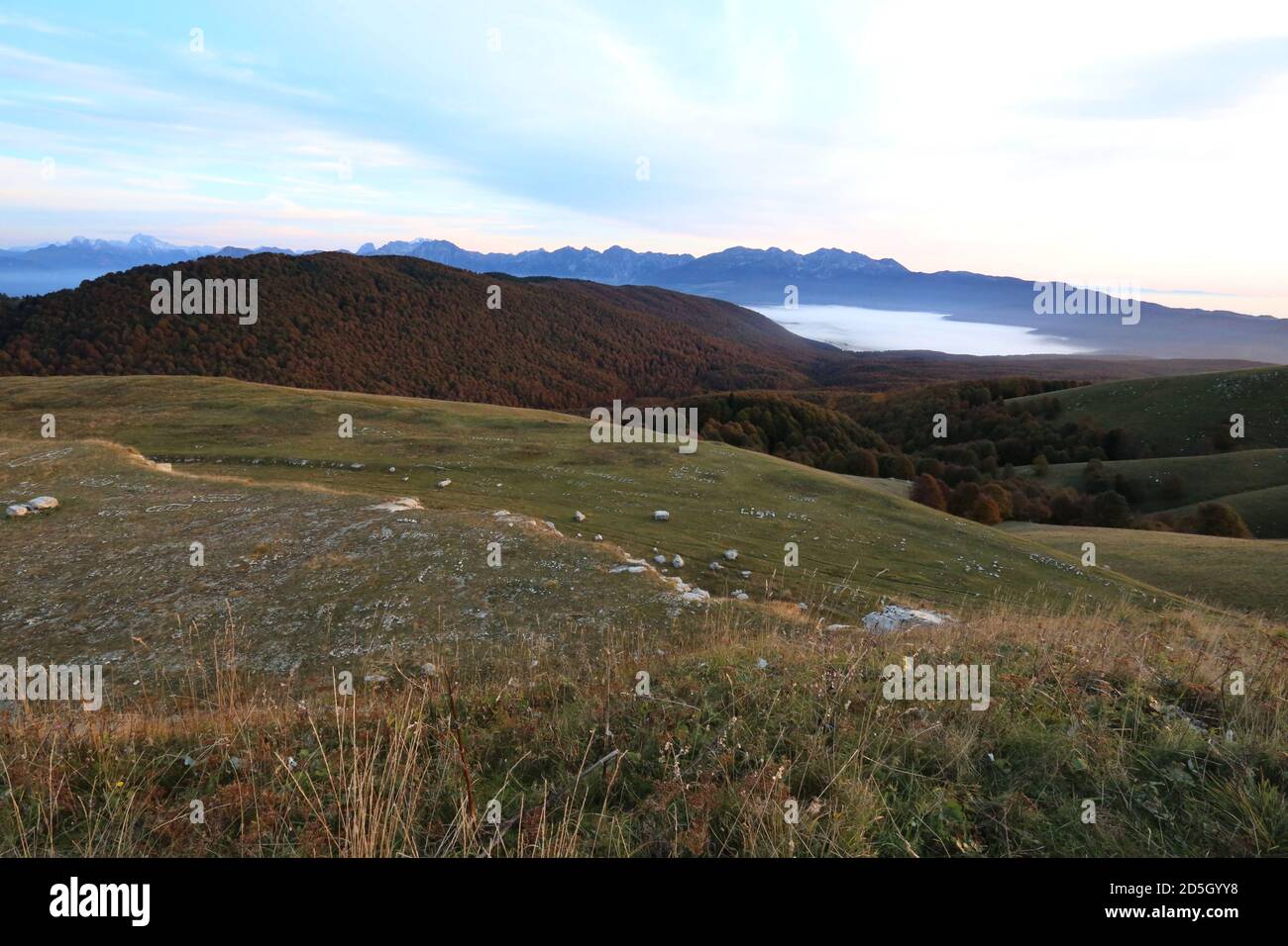 Sunrise at Mount Pizzoc in Italy Stock Photo - Alamy