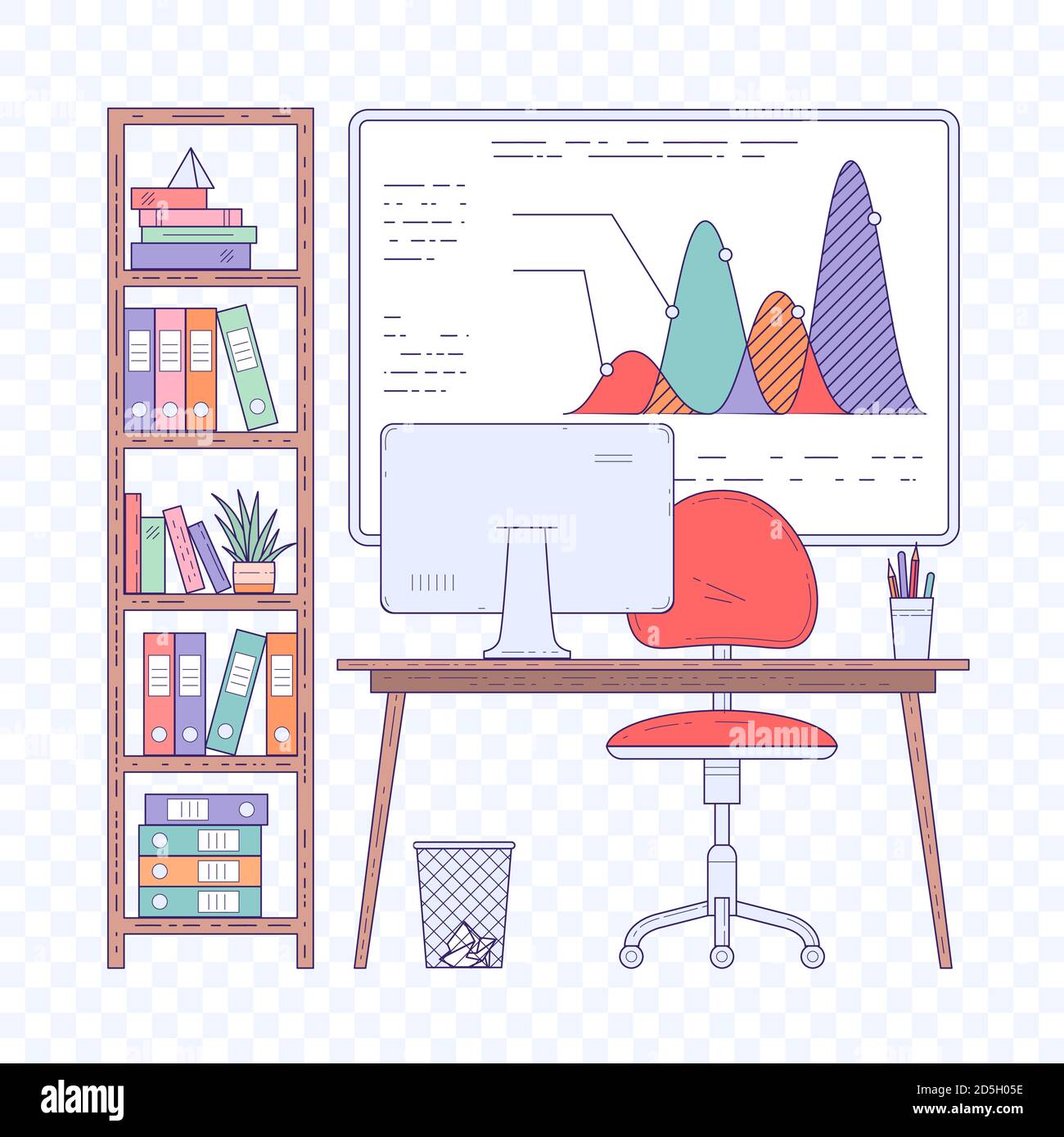 Clock on table home office Stock Vector Images - Alamy