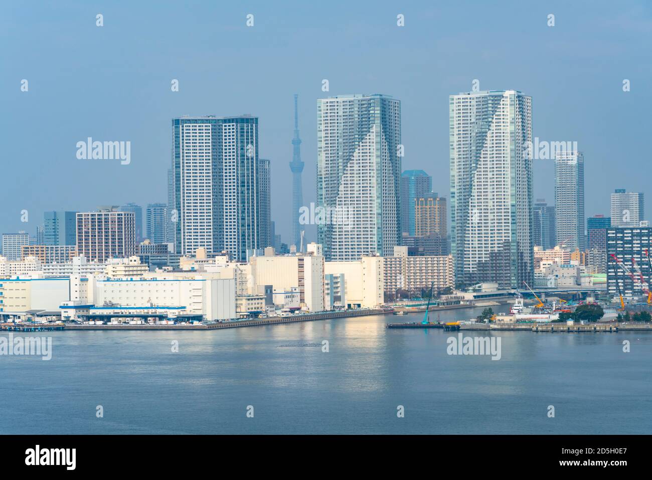 Many high-rise residential buildings stand in Toyosu district Tokyo ...